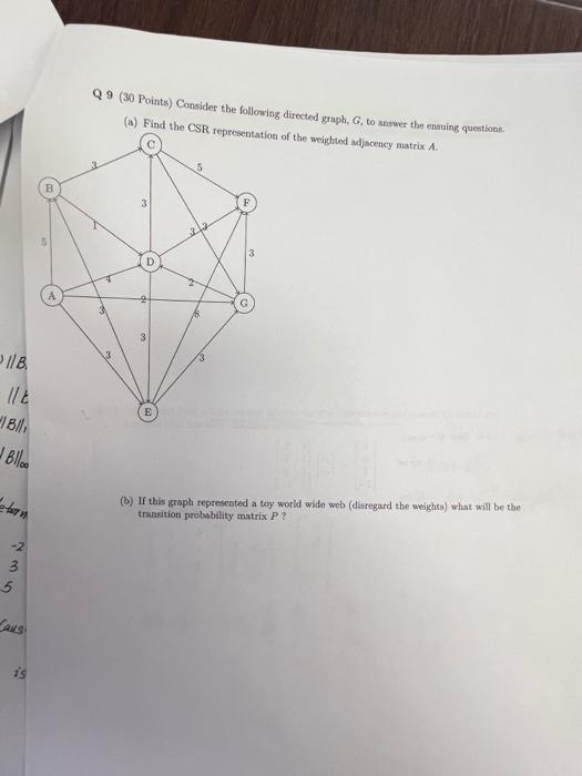 Solved 29 (30 Points) Consider the following directed graph, | Chegg.com