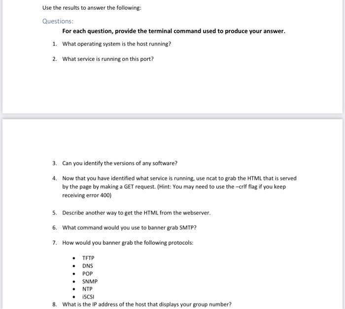 Solved Always ensure nmap traffic must be routed over the | Chegg.com