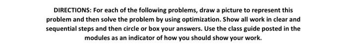 Solved DIRECTIONS: For each of the following problems, draw | Chegg.com