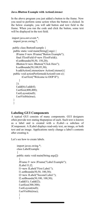 Solved Java GUI - Part 1 Lab Objectives To become familiar | Chegg.com