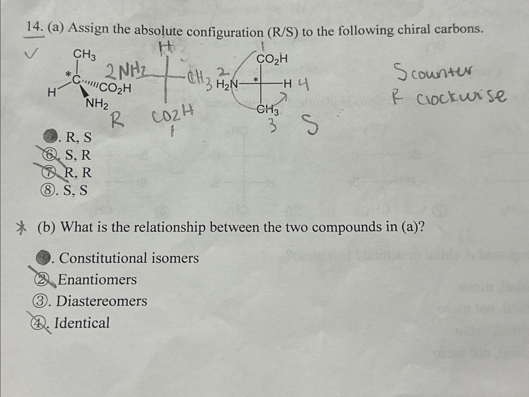 Solved (a) ﻿Assign the absolute configuration (RS) ﻿to the | Chegg.com