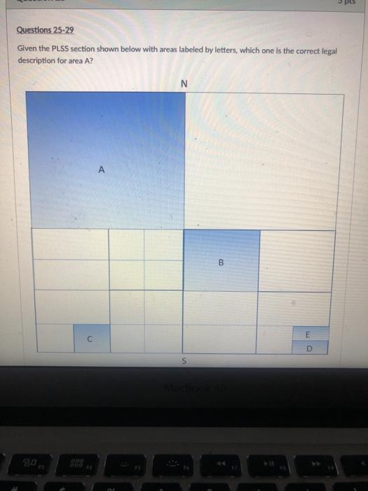 Solved pes Questions 25-29 Given the PLSS section shown | Chegg.com
