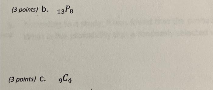 Solved (3 points) b. 13P8 (3 points) c. 9C4 | Chegg.com