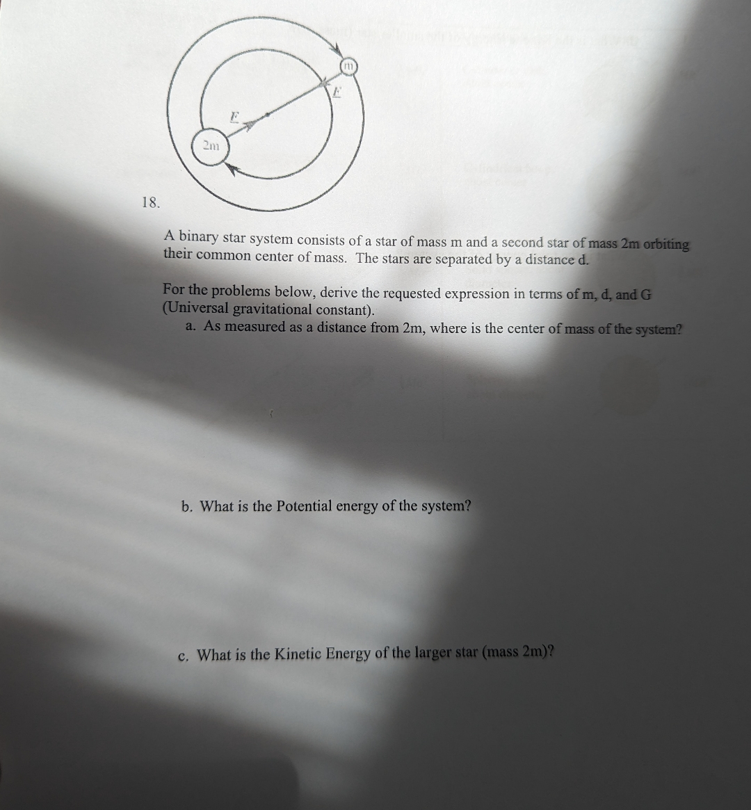 Solved A binary star system consists of a star of mass m | Chegg.com