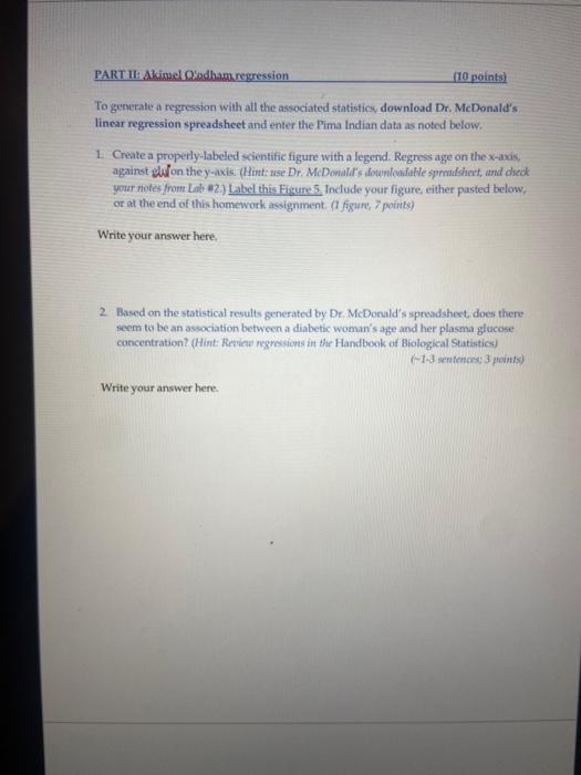 Solved PARTIL Akingl Oiadham regression (10 points) To | Chegg.com