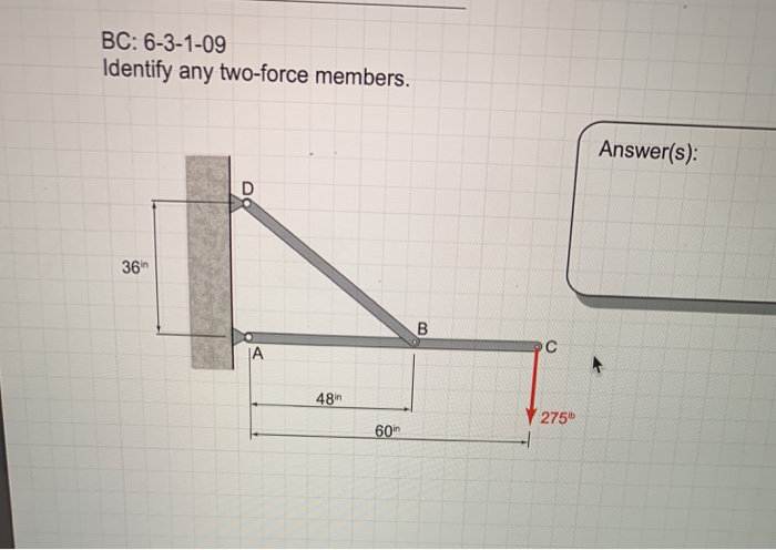 Solved BC: 6-3-1-09 Identify any two-force members. | Chegg.com