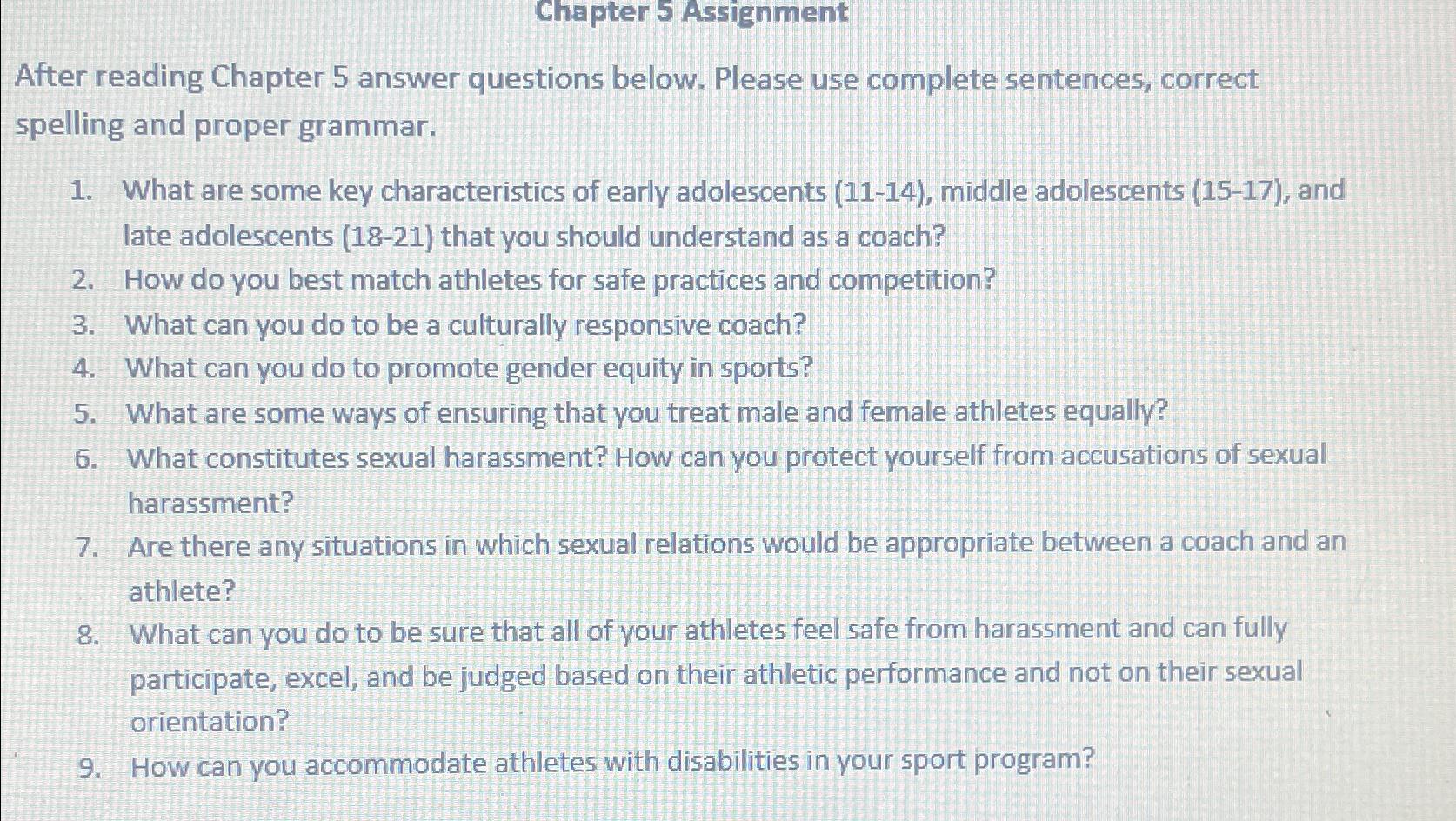Solved Chapter 5 ﻿AssignmentAfter reading Chapter 5 ﻿answer | Chegg.com