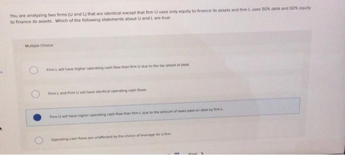 Solved You are analyzing two firms ( U and L ) that are | Chegg.com