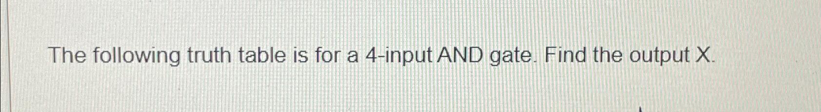 Solved The following truth table is for a 4-input AND gate. | Chegg.com