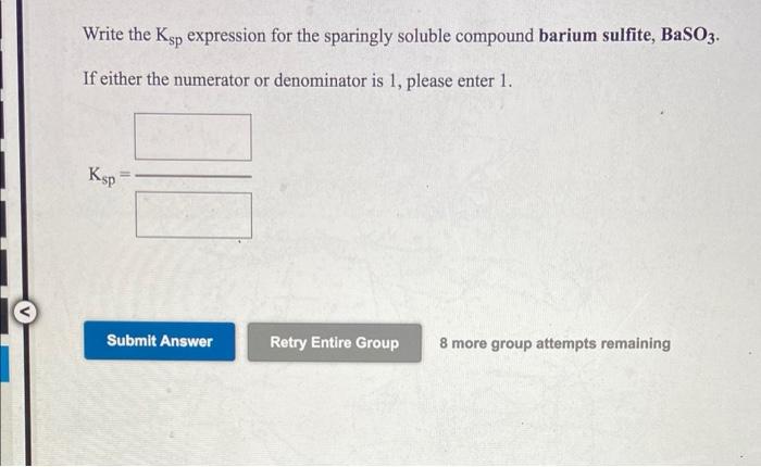 Solved Write the Ksp expression for the sparingly soluble | Chegg.com