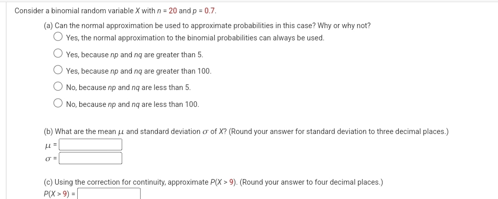 Solved Consider a binomial random variable x ﻿with n=20 ﻿and | Chegg.com
