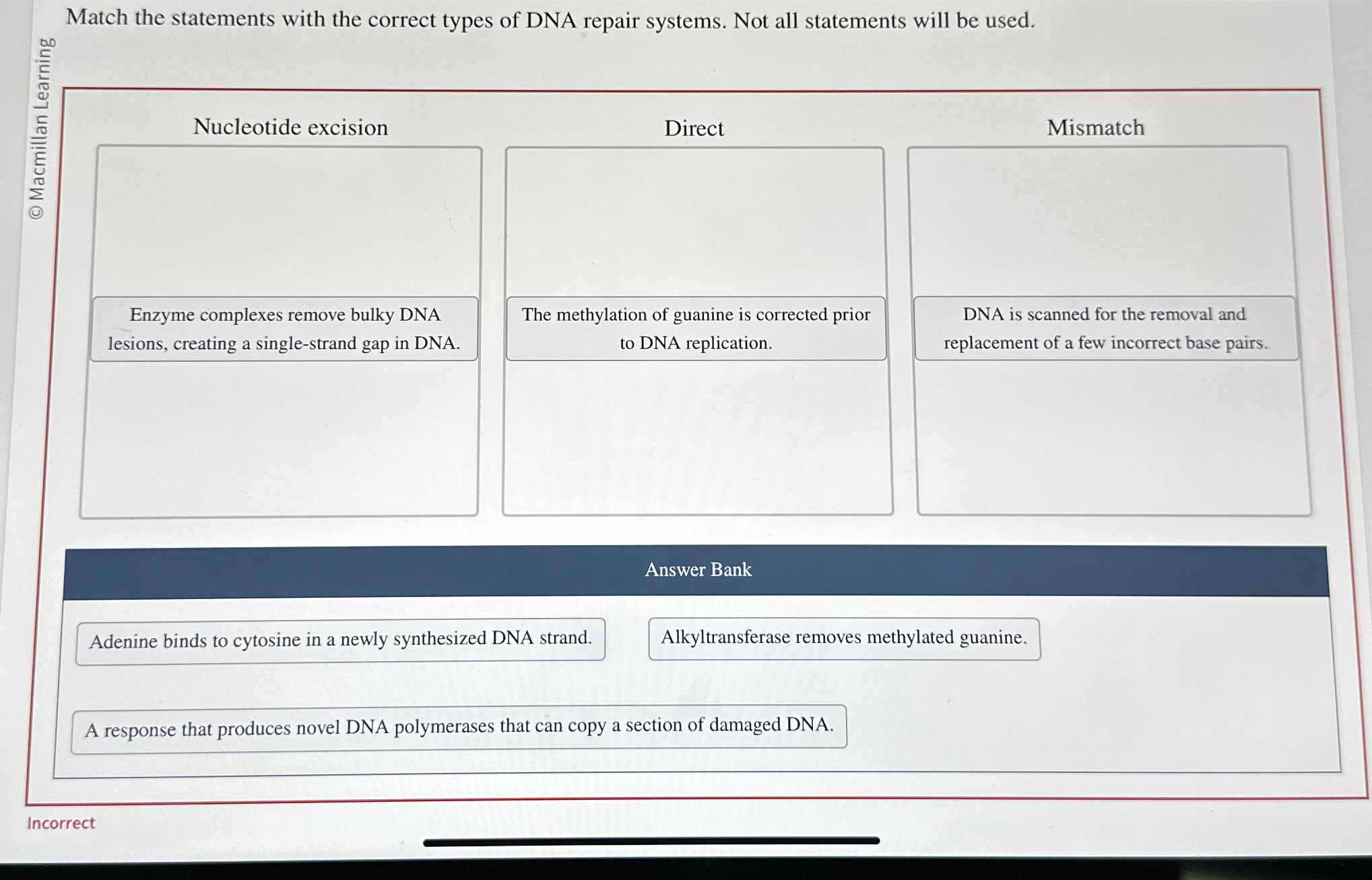 Solved Match the statements with the correct types of DNA | Chegg.com