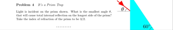 Solved Problem 4 ﻿It's a Prism TrapLight is incident on the | Chegg.com
