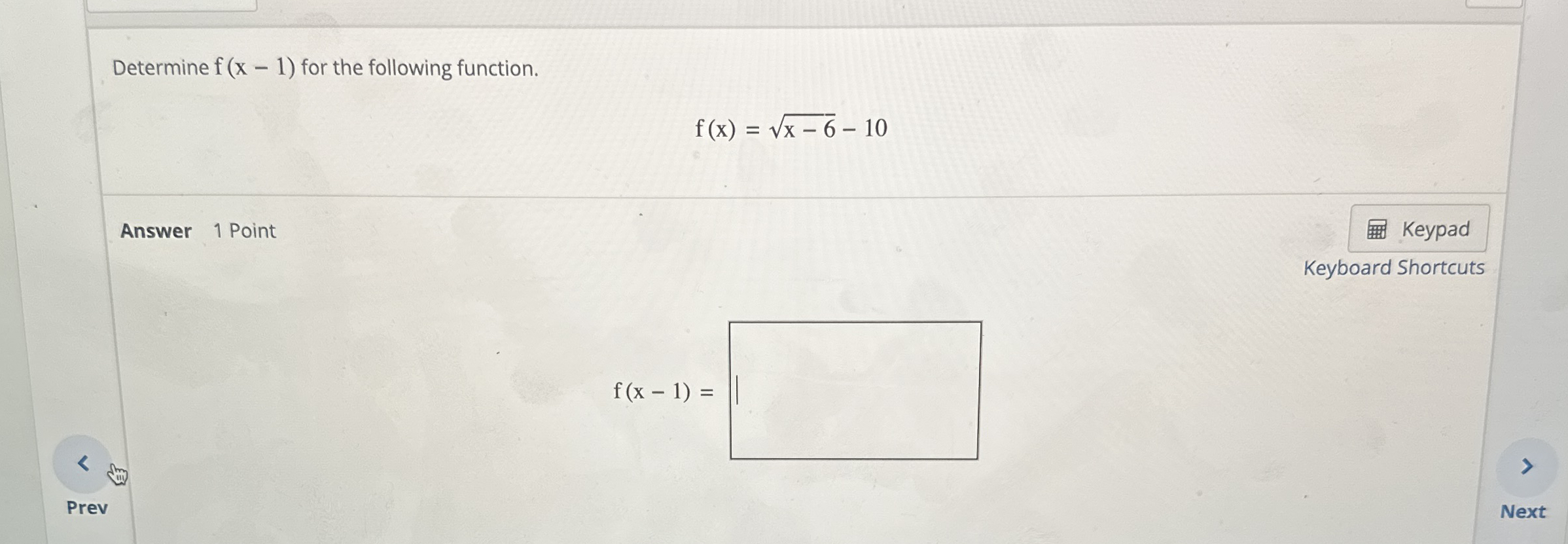 Solved Determine f(x-1) ﻿for the following | Chegg.com