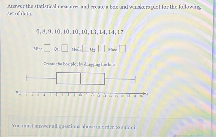 Solved Answer the statistical measures and create a box and | Chegg.com