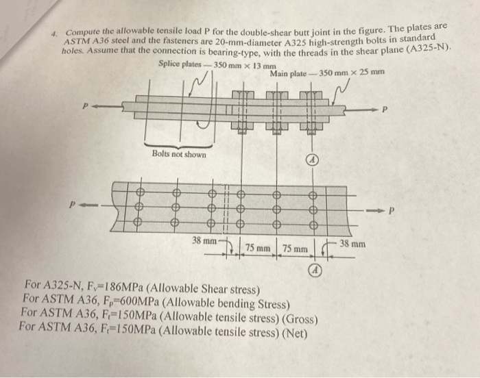 Solved 4. Compute the allowable tensile load P for the | Chegg.com