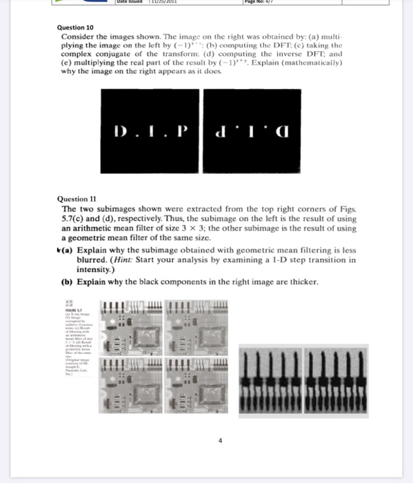 Solved Question 10 Consider the images shown. The image on | Chegg.com