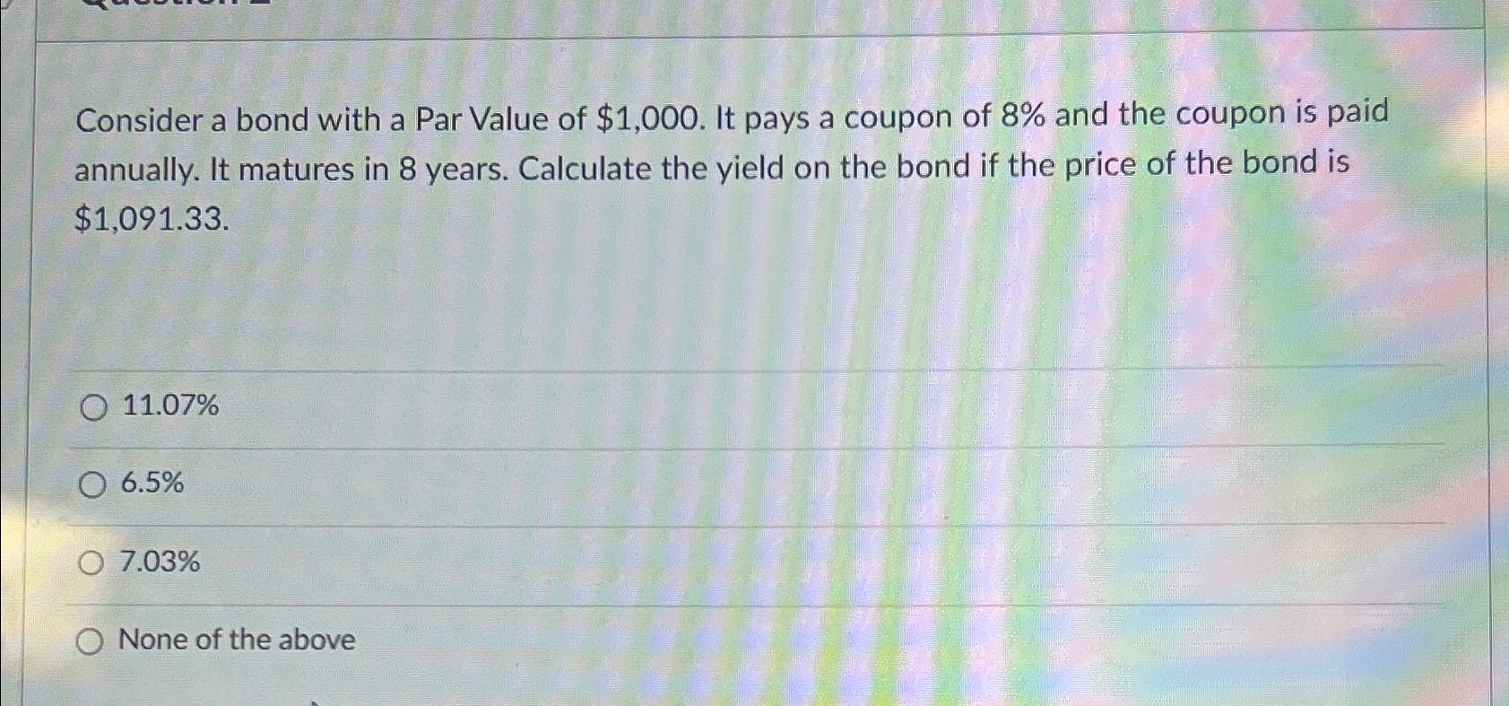 Solved Consider a bond with a Par Value of $1,000. ﻿It pays | Chegg.com