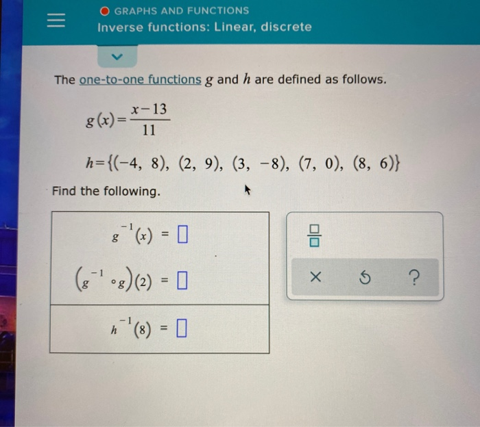 Solved O Graphs And Functions Inverse Functions Linear 6808