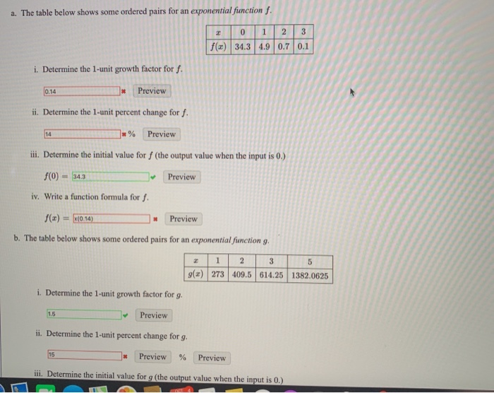 Solved a. The table below shows some ordered pairs for an | Chegg.com