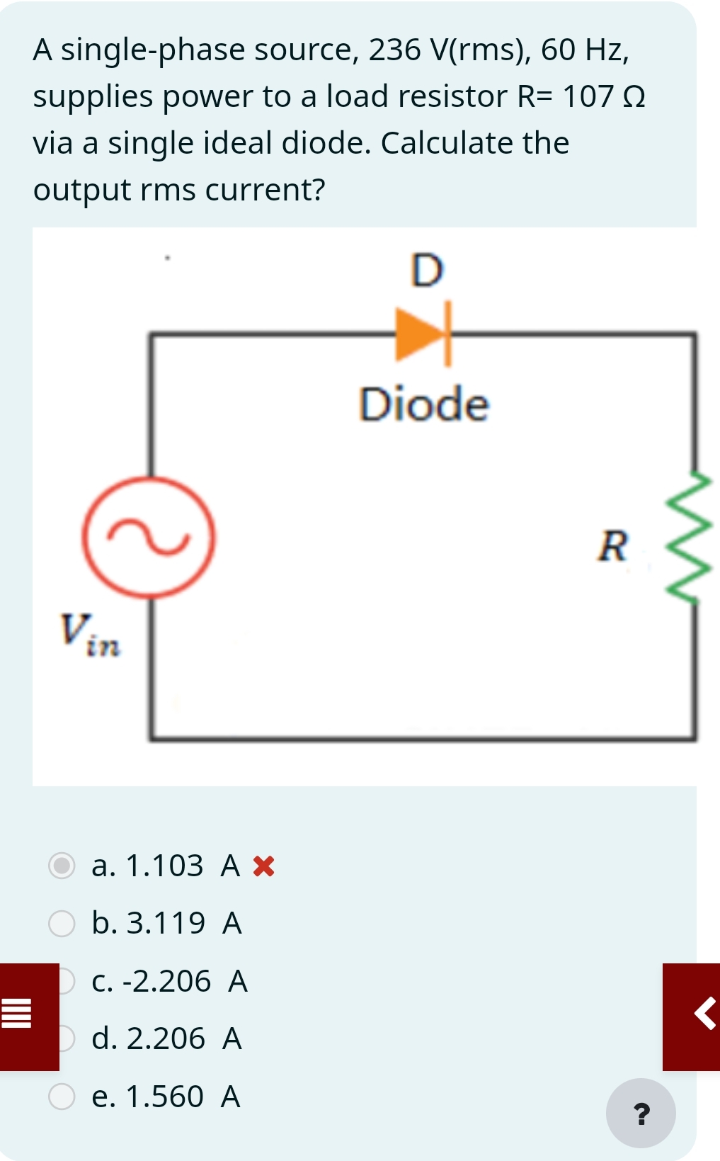 Solved A single-phase source, 236V(rms),60Hz, ﻿supplies | Chegg.com