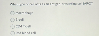 Solved What type of cell acts as an antigen-presenting cell | Chegg.com