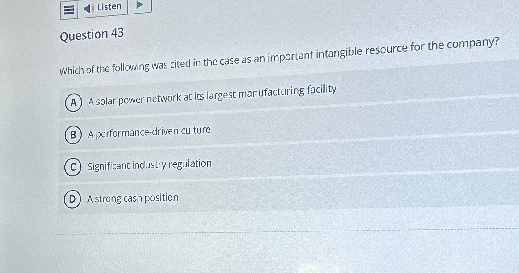 Solved ListenQuestion 43Which of the following was cited in | Chegg.com