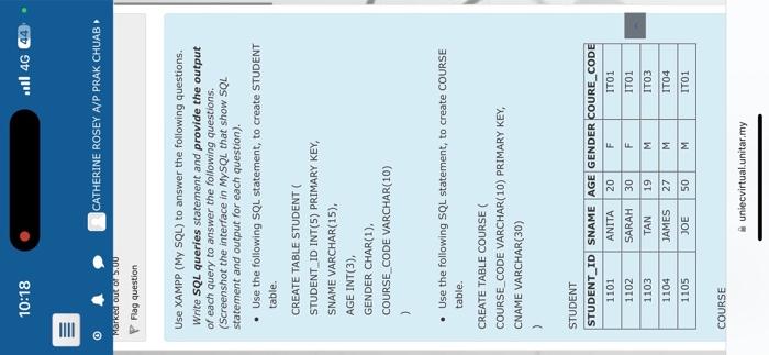 Solved Use XAMPP (My SQL) to answer the following questions. | Chegg.com