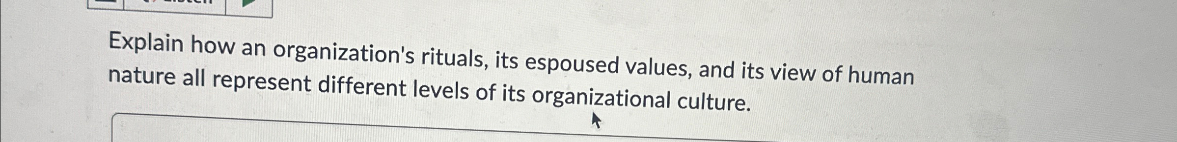 Solved Explain how an organization's rituals, its espoused | Chegg.com