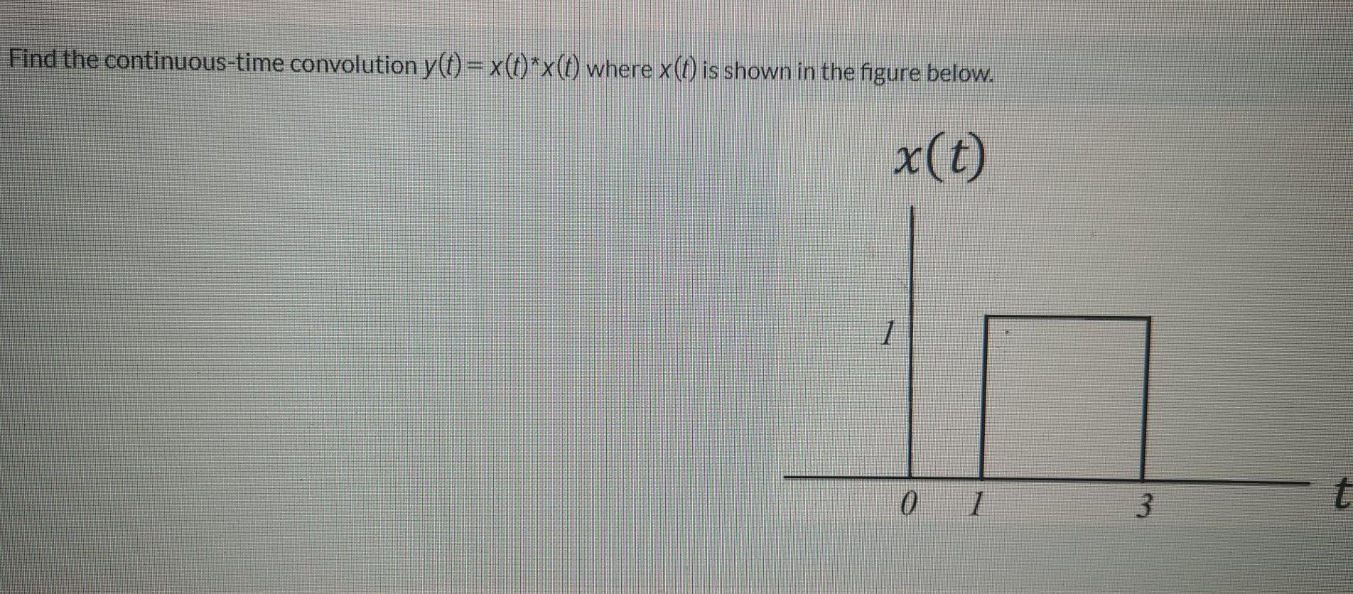 Solved Find the continuous-time convolution y(i)= x()*x(t) | Chegg.com