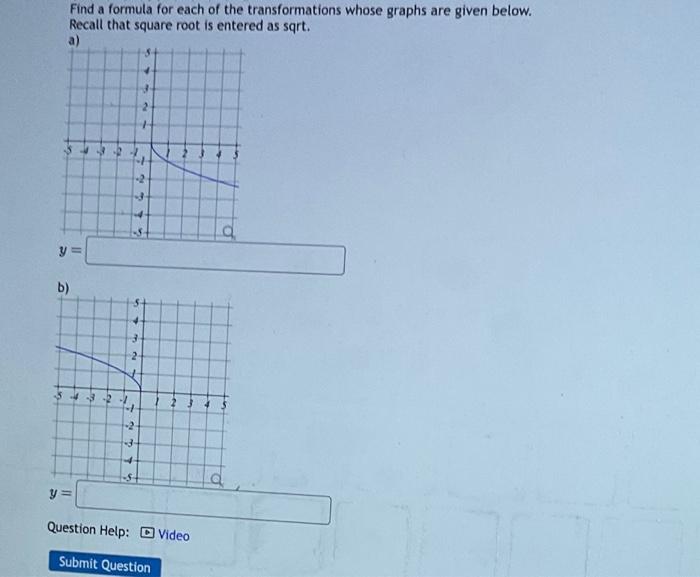 Solved The graph of y=x is given below: Find a formula for | Chegg.com