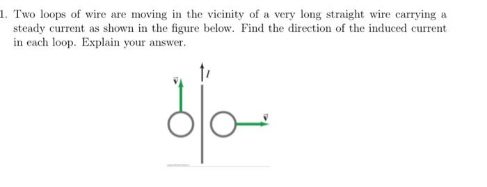 Solved 1. Two loops of wire are moving in the vicinity of a | Chegg.com
