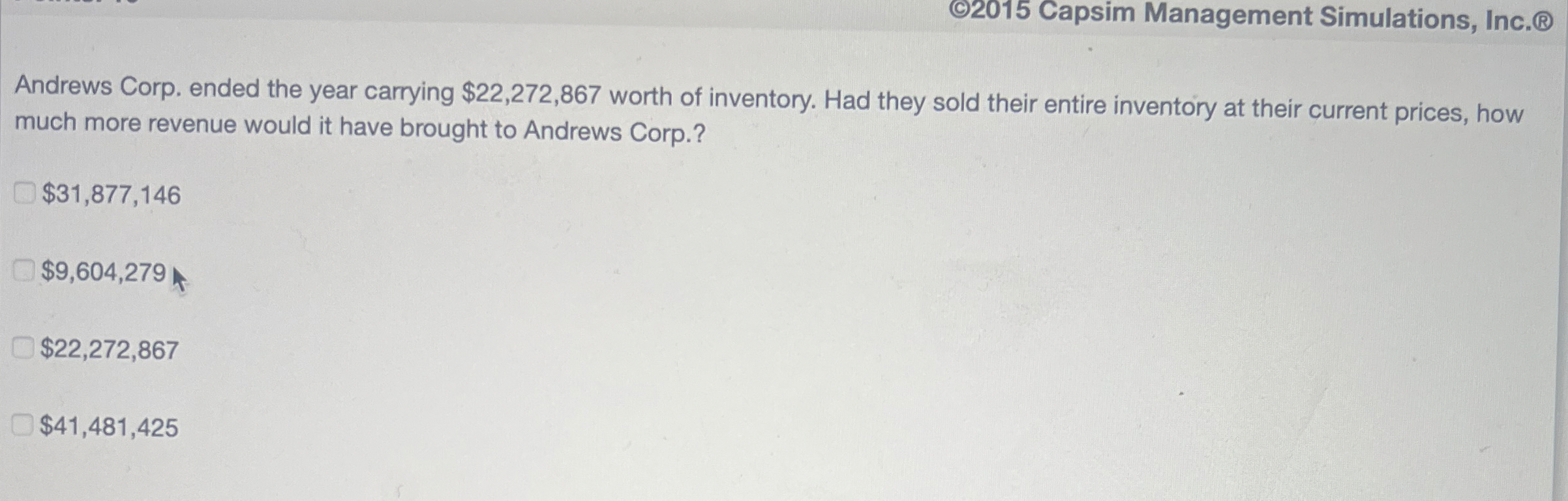 Solved (C2015 ﻿Capsim Management Simulations, Inc.®Andrews | Chegg.com