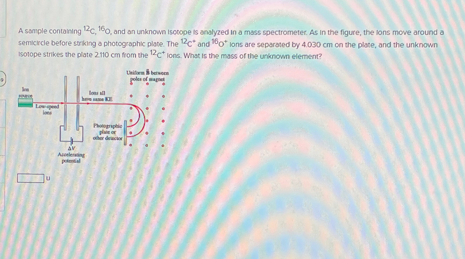 Solved A sample containing ?12C,?16O, ﻿and an unknown | Chegg.com