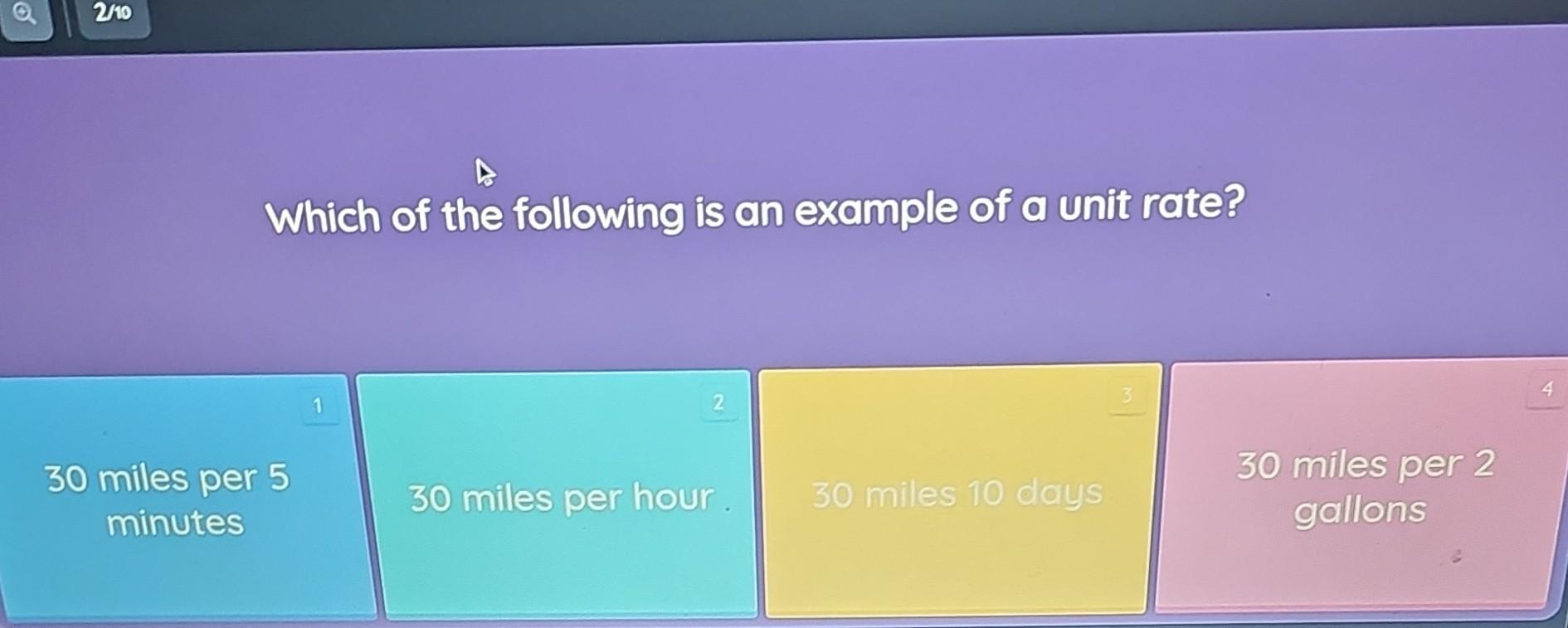 Solved Which of the following is an example of a unit rate? | Chegg.com