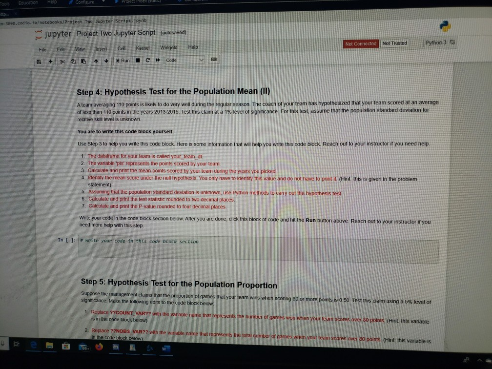 Solved Cebooks/Project Iwo Jupyter Sorpt. 1Dyno jupyter | Chegg.com