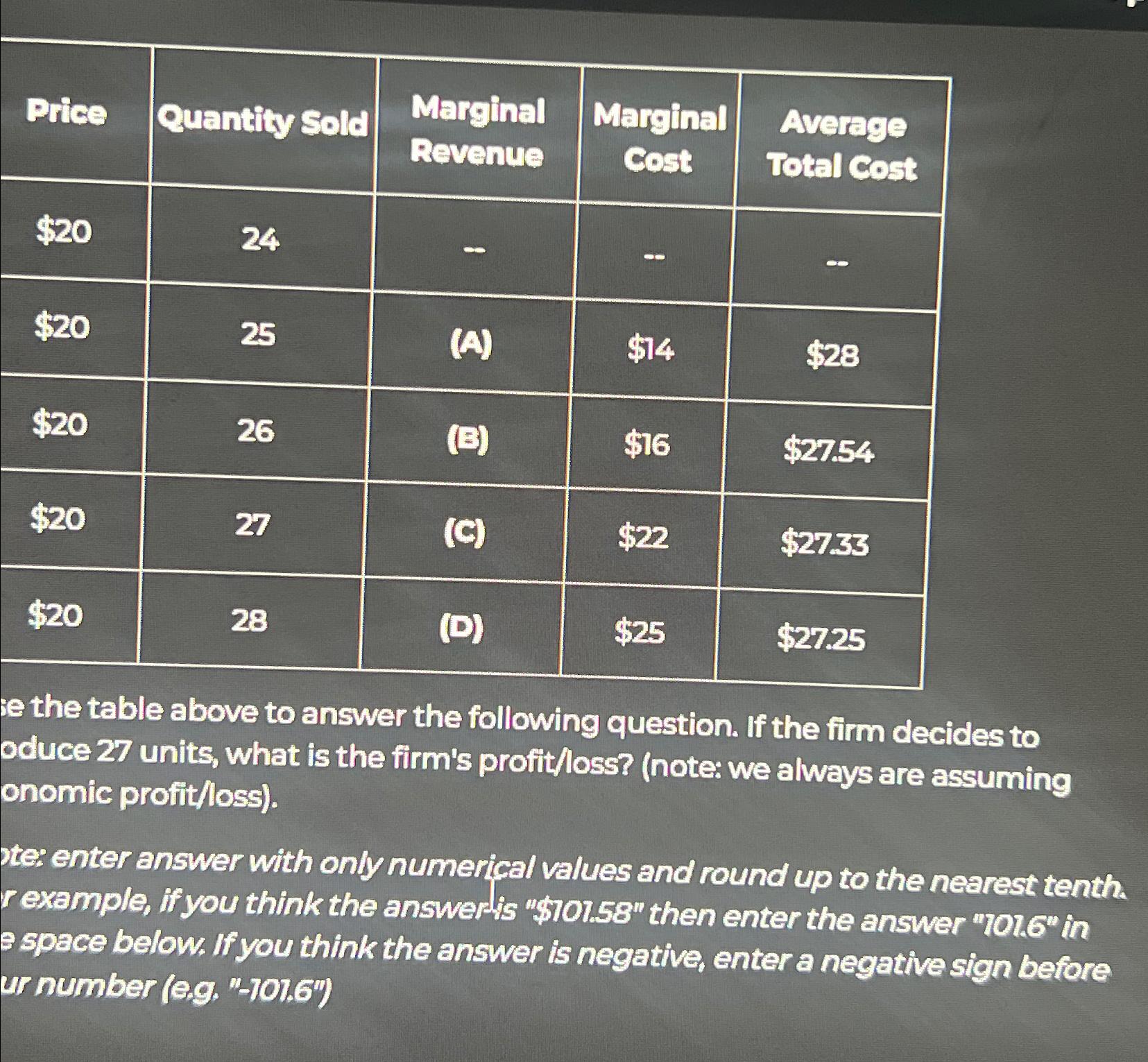 Solved \table[[Price,Quantity | Chegg.com