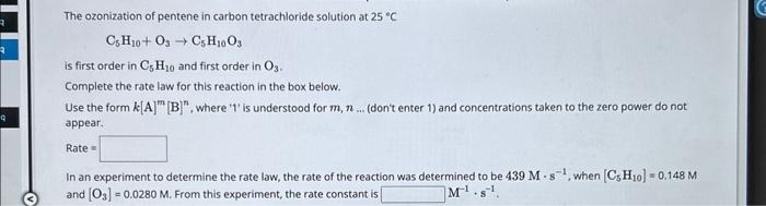 Solved The ozonization of pentene in carbon tetrachloride | Chegg.com