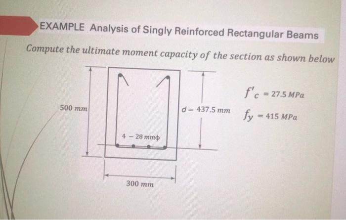 Solved EXAMPLE Analysis of Singly Reinforced Rectangular | Chegg.com