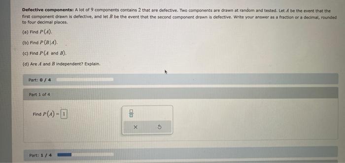 Solved Defective components: A lot of 9 components contains | Chegg.com