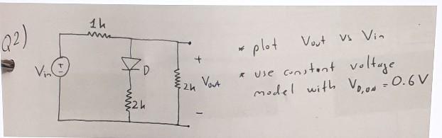 Solved plot Vout vs Vin Use constant voltage model with V = | Chegg.com