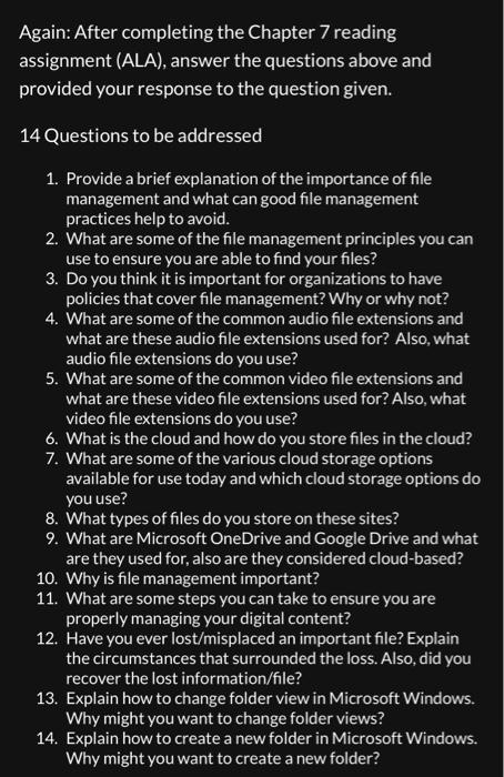 Solved Again: After completing the Chapter 7 reading | Chegg.com