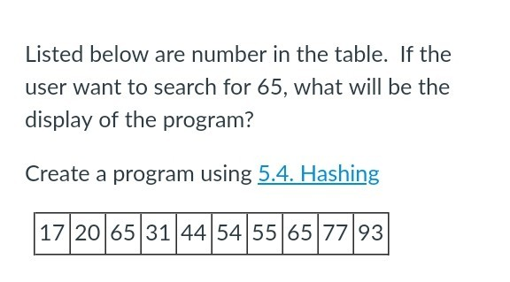 Solved Create A Python Program Using Hashing And Create 3326