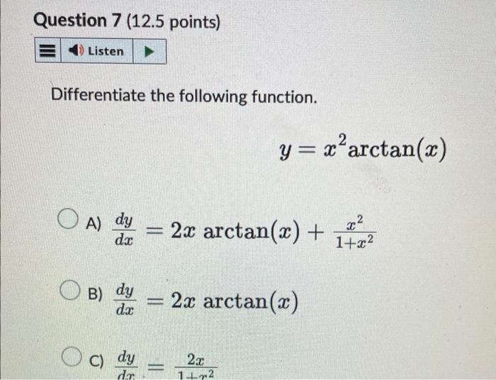 Solved Differentiate the following function. y=arcsec(x) A) | Chegg.com