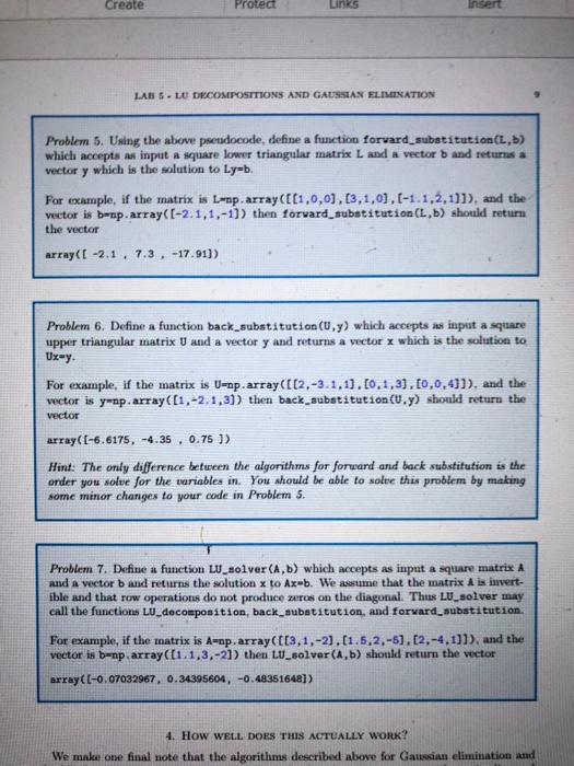Create Protect Links Insert LAB S.LU DECOMPOSITIONS | Chegg.com