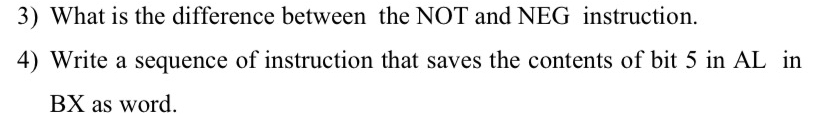 Solved What is the difference between the NOT and NEG | Chegg.com