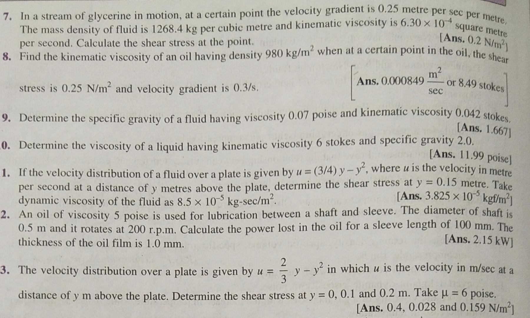 Solved In a stream of glycerine in motion, at a certain | Chegg.com