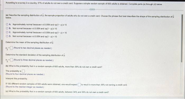 Solved (a) Describe the sampire destribution of a^ the | Chegg.com