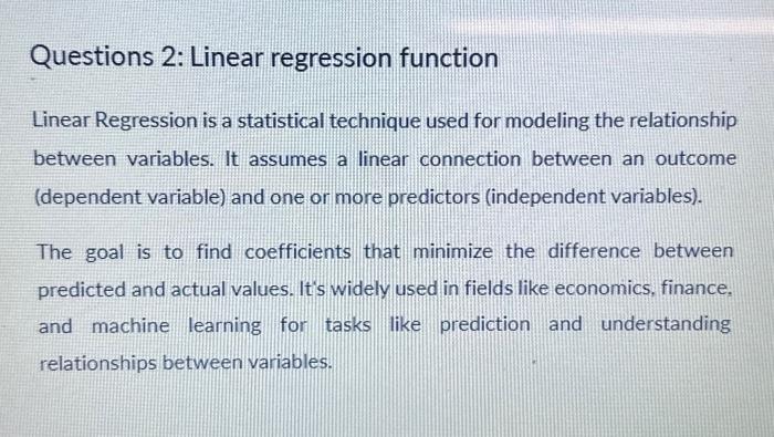 Solved force.csvQuestions 2: Linear regression function | Chegg.com