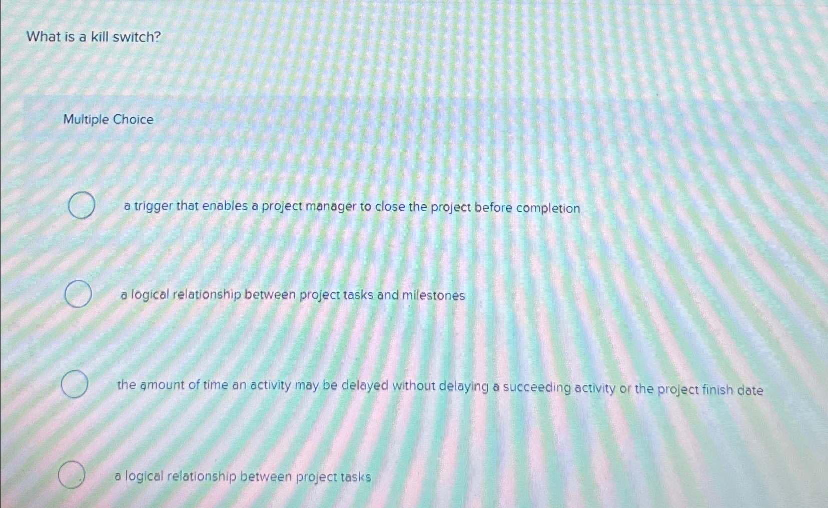 Solved What is a kill switch?Multiple Choicea trigger that | Chegg.com